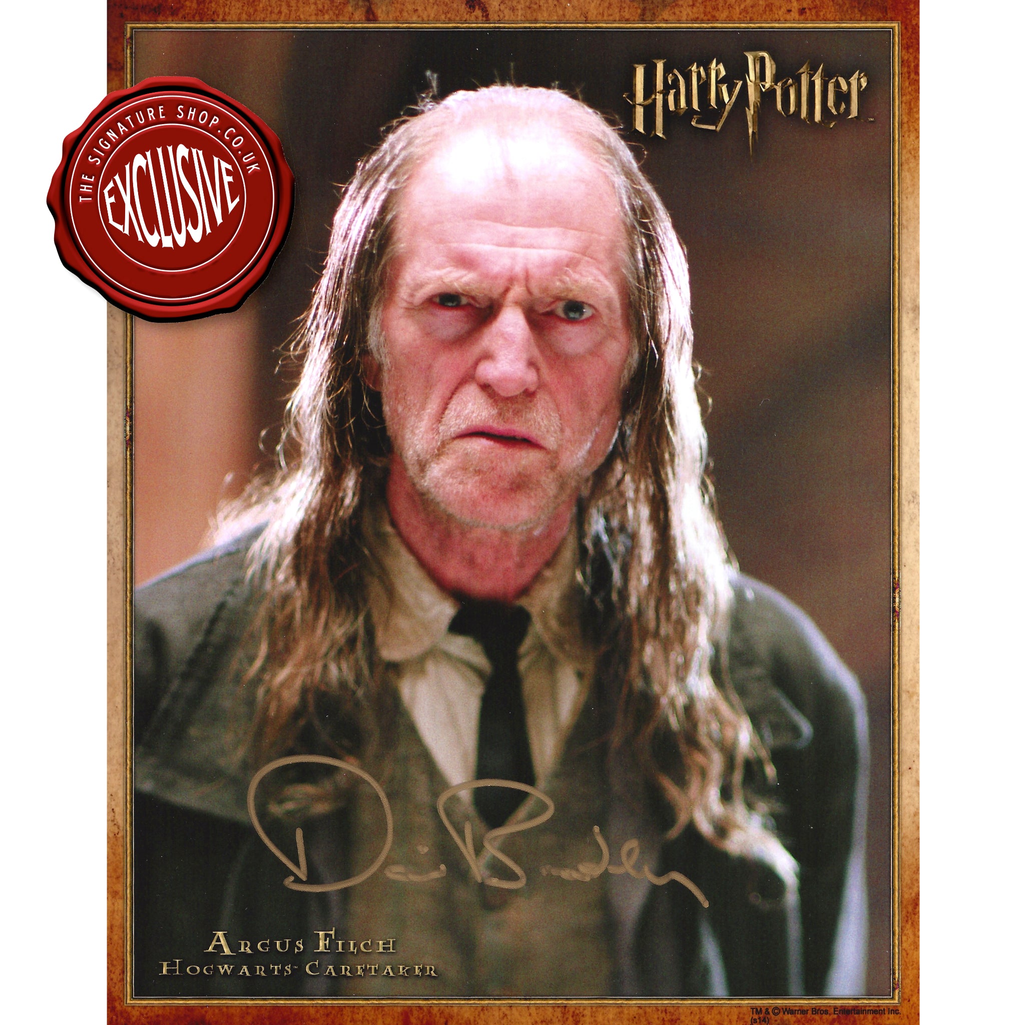 Argus Filch 10x8 Photo Hand-Signed by David Bradley – The Signature Shop